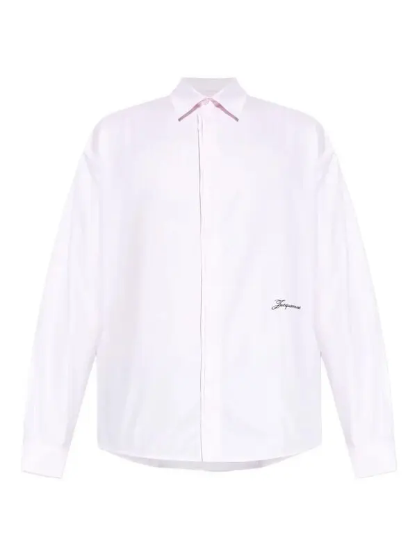 Jacquemus Shirt With Embroidered Logo And Herringbone Pattern