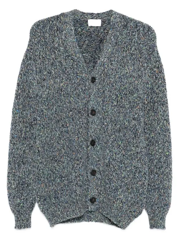SCAGLIONE Wool Cardigan With Bottoms - Blu E Grigio