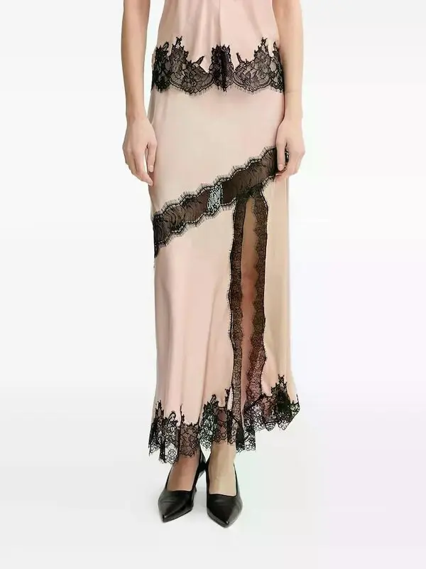 HERSKIND Lace-inserts Satin Asymmetric Skirt