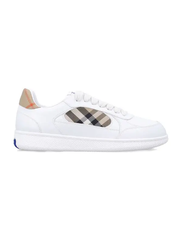 Burberry Leather And Check Terrace Sneakers - White/sand Ip Chk