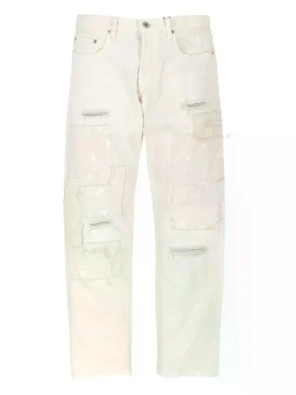 Junya Watanabe Patchwork Frayed Jeans - White