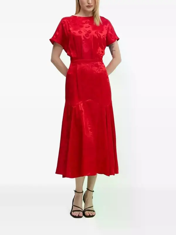 NEVER FULLY DRESSED Lip-print Midi Dress