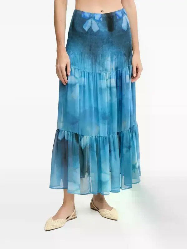 SANDRO FERRONE Pleated Tiered Midi Skirt