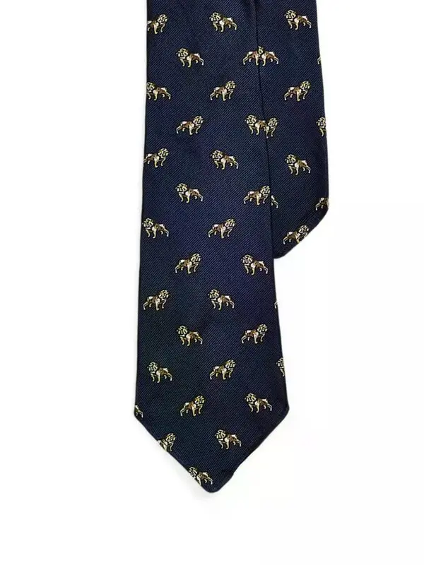 Ralph Lauren Lion-print Silk Tie - Blue