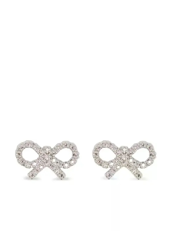 SELF-PORTRAIT Embellished Bow Earrings - Silver