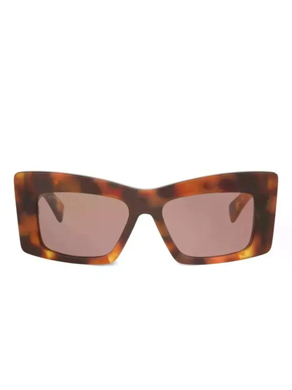 Gucci Gg Logo Rectangle Sunglasses - Brown