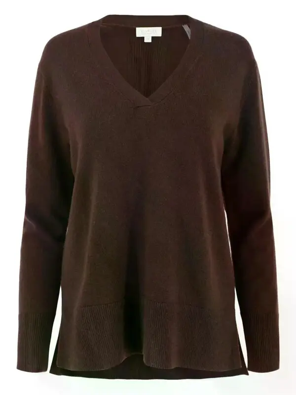 Kinross Cashmere Piped V-neck Sweater