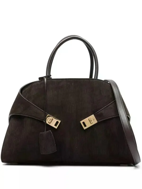 FERRAGAMO Corduroy Clasp Tote Bag