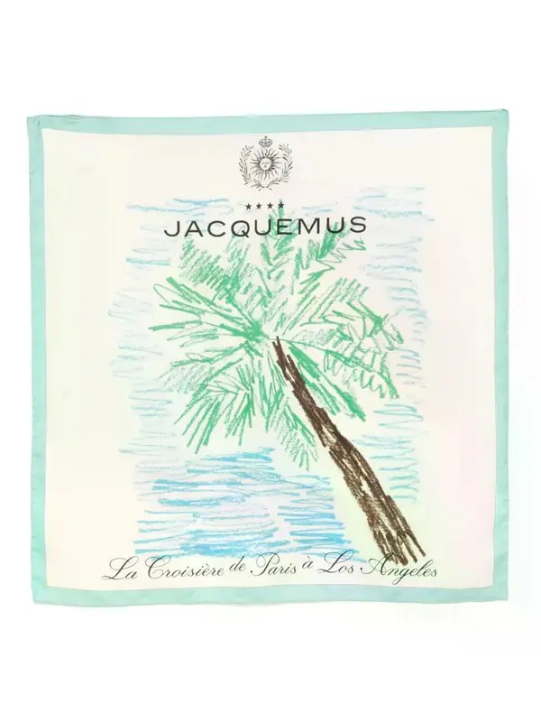 Jacquemus Palm Tree-print Silk Bandana - Neutrals