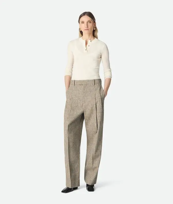 Bottega Veneta Fleck Viscose Pleated Pants