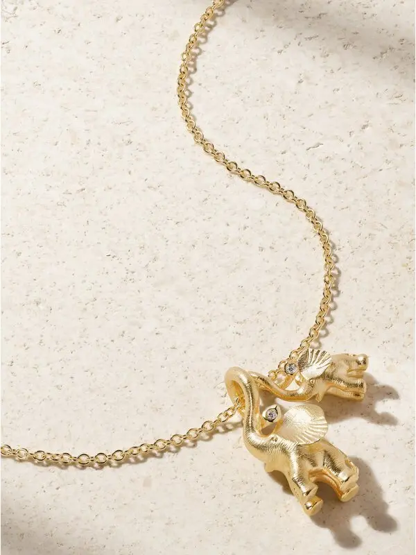 OLE LYNGGAARD COPENHAGEN Double Elephant Diamond Necklace - Gold