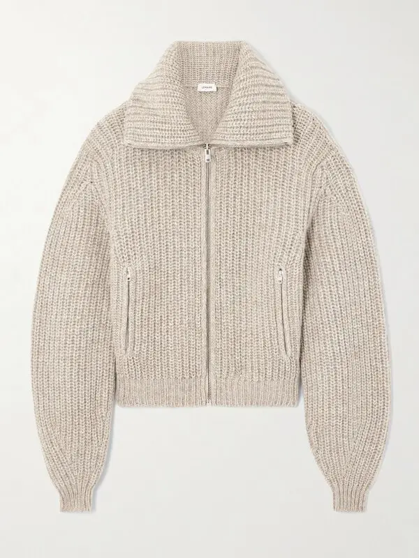 LEMAIRE Oversized Ribbed Alpaca And Yak Hair-blend Cardigan - Neutrals