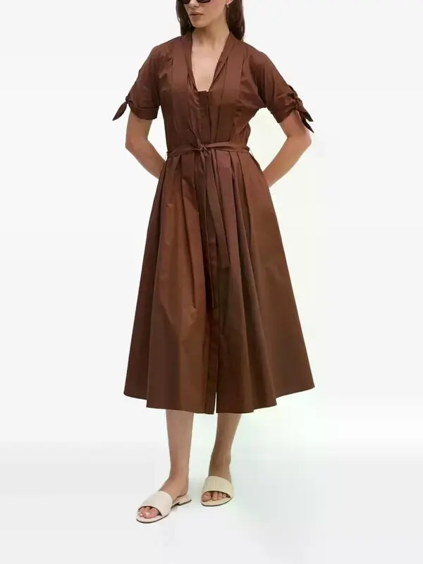SANDRO FERRONE Tie-cuff Belted Midi Dress