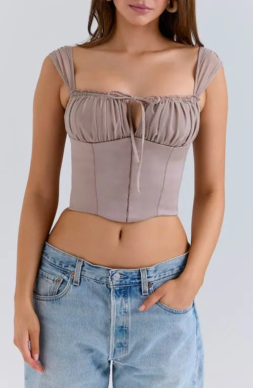 House Of Cb Anja Cap-sleeve Georgette Corset Top