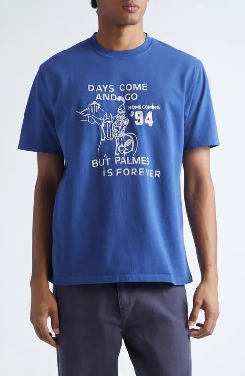 PALMES Forever Embroidered T-shirt - Blue
