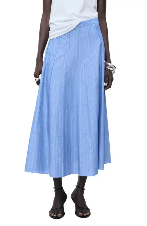 Mango Striped Cotton-linen Skirt
