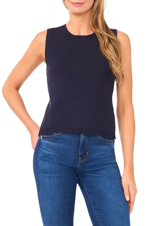 Ted Baker London Scalloped Hem Sleeveless Sweater - Baritone Blue