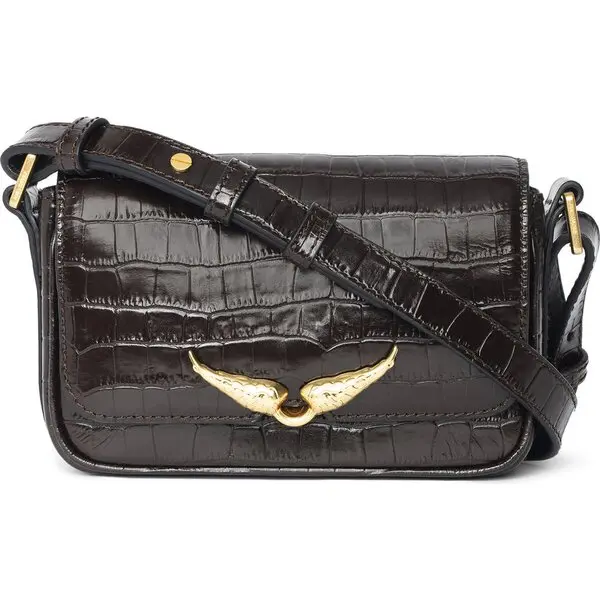 Zadig&Voltaire Le Zazi Croc Embossed Crossbody Bag - Wood