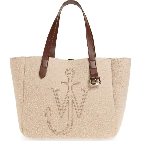 JW Anderson Anchor Logo Felted Wool Tote - Beige 132
