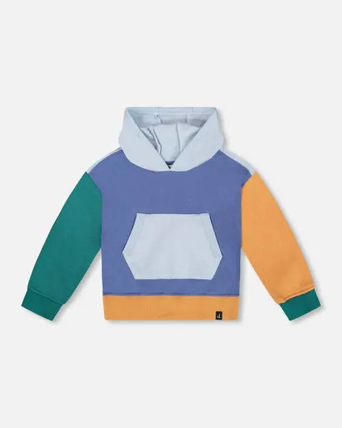 DEUX PAR DEUX Long Sleeve Color Blocked Fleece Hoodie