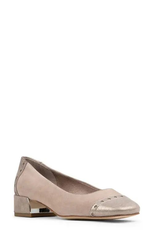 DONALD PLINER Cap-toe Block Heel Pumps - Taupe