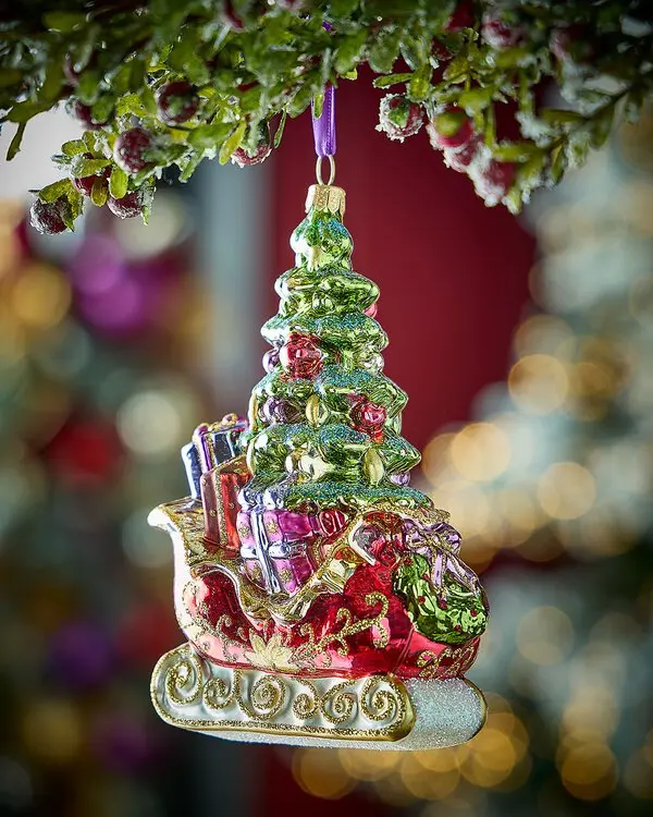 Neiman Marcus Sleigh With Tree Christmas Ornament