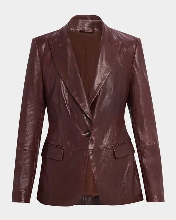 Brunello Cucinelli Leather Single-breasted Blazer