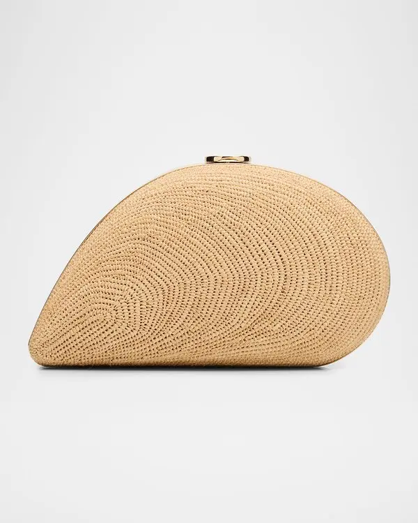 Simkhai Bridget Oyster Shell Clutch Bag - Raffia