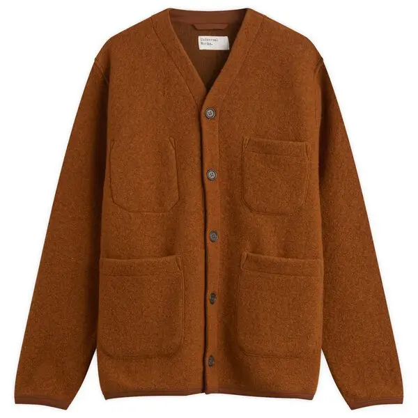 Universal Works Wool Fleece Cardigan - Rust