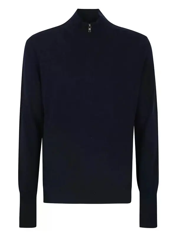 BALLANTYNE Half-zip Cashmere Polo Shirt - Blue