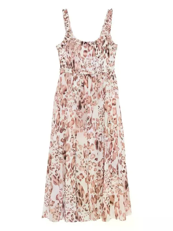 NEEDLE & THREAD Leopard Smocked Gown