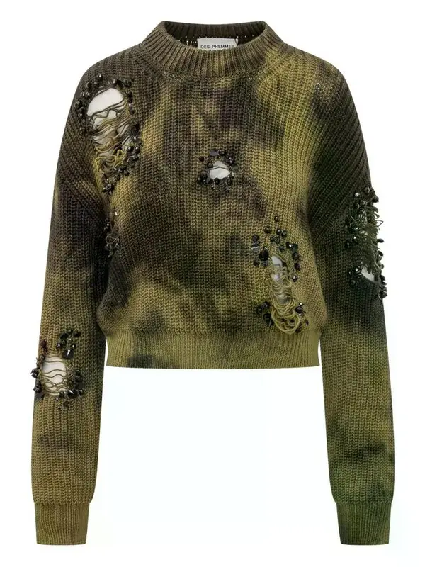DES_PHEMMES Embellished Distressed Knit