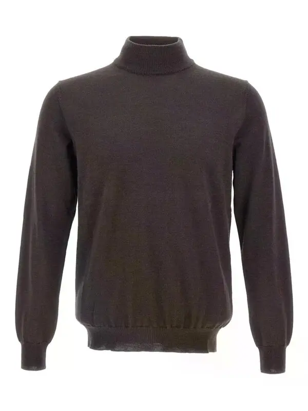 KANGRA Turtleneck Ribbed-cuff Sweater - Brown