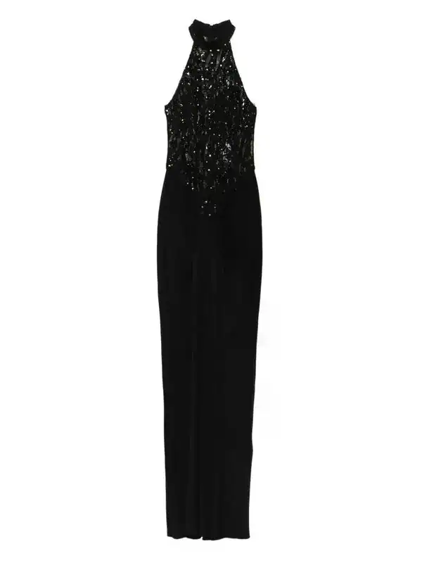 Nissa Sequin-Embellished Halter-Neck Maxi Dress In Black - 30% Off |  Editorialist