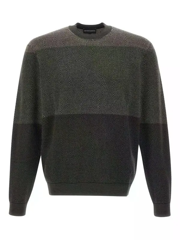 Emporio Armani Diamond-pattern Wool Sweater - Grey