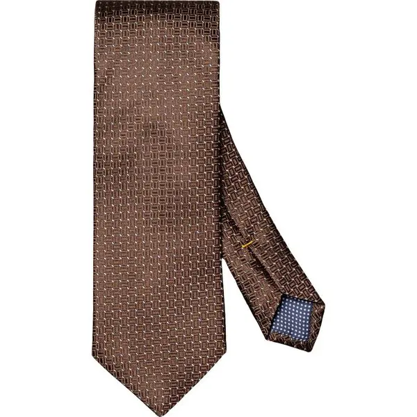 Eton Geometric Silk Tie - Medium Brown
