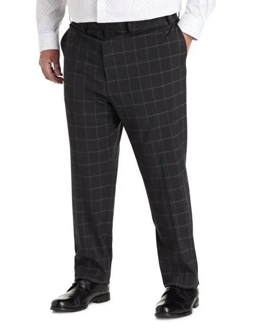 TALLIA Big & Tall Windowpane Suit Pants - Black