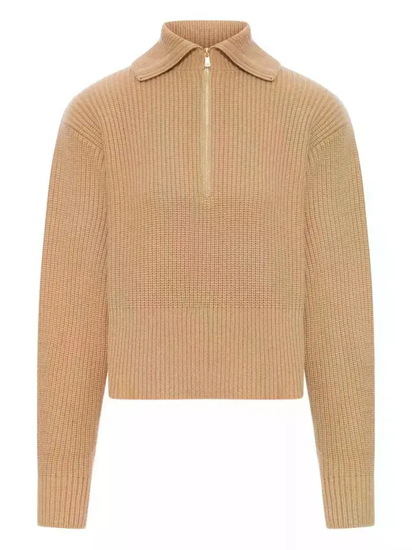 Max Mara Ribbed Zip-neck Sweater - Neutrals