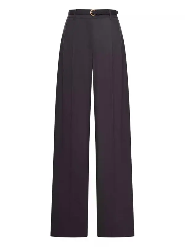 Max Mara Belted Wool Trousers - Black