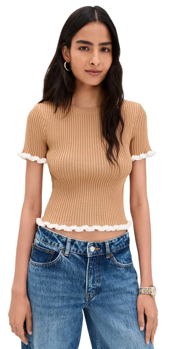 English Factory Ruffle Detailed Knit Top