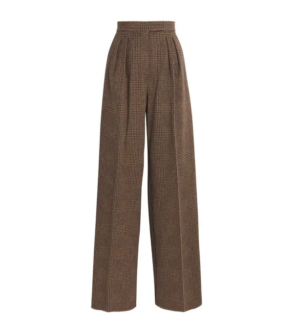 Max Mara Wool-cotton Houndstooth Trousers