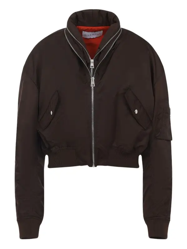 Givenchy Zip-front Jacket With Ribbed Hem - Brown