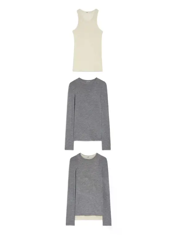 JIL SANDER Wool Layered T-shirt - Grey
