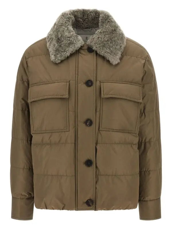 Brunello Cucinelli Quilted Coat With Shearling Collar