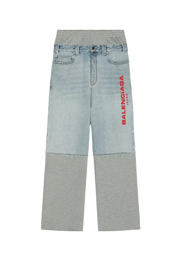 Balenciaga Patched Molleton Pants In Blue