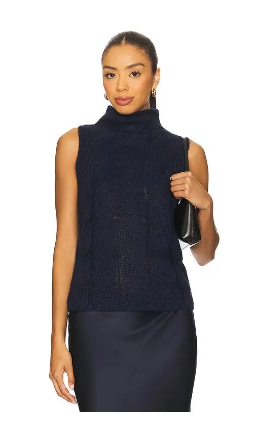Sablyn Salvia Sleeveless Turtleneck Sweater - Midnight Navy