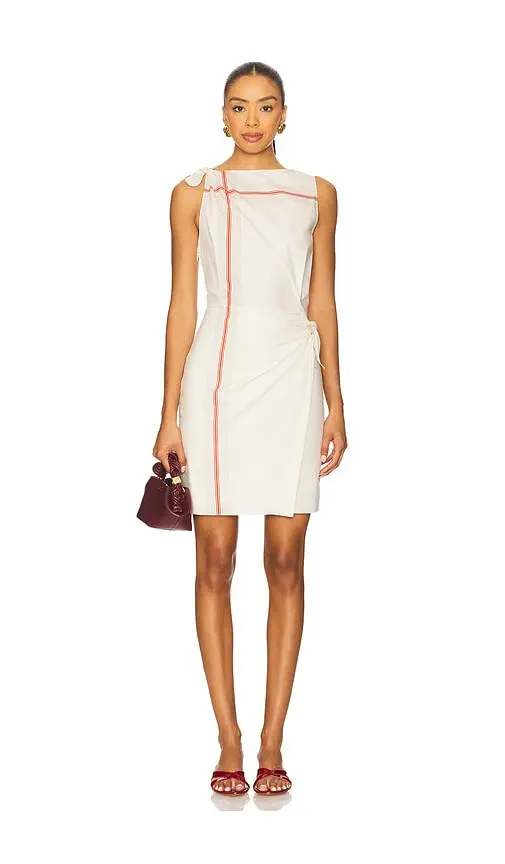 Vince Handkerchief Stripe Wrap Dress - Oat Shell & Brick Rose