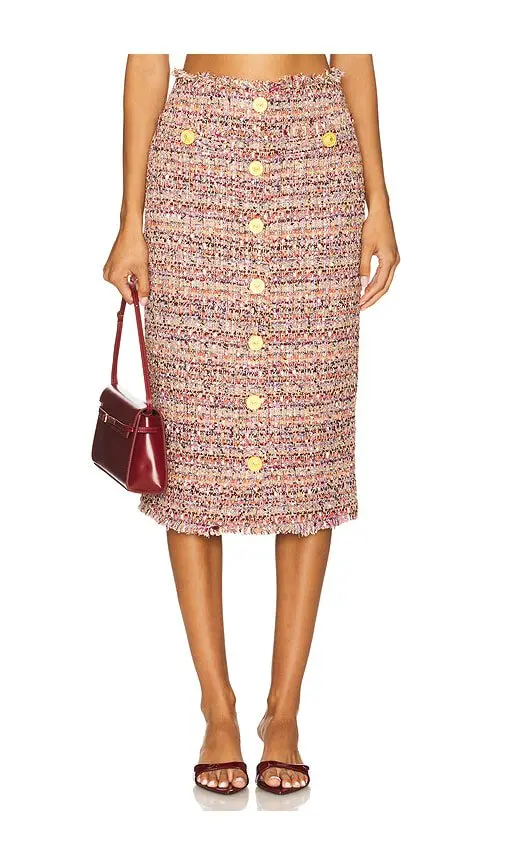 L'Agence Tai Midi Skirt - Mauve & Tan Multi