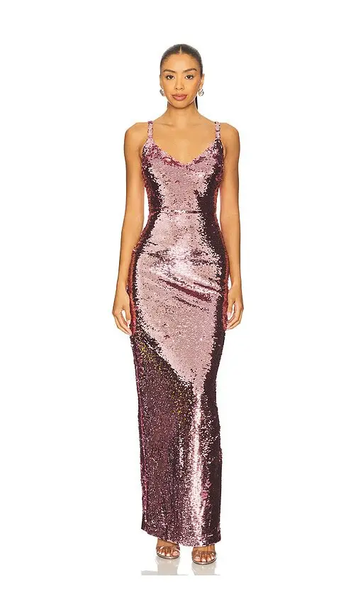 L'Agence Karma Sequin Maxi Dress - Light Mauve