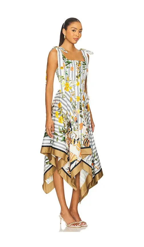 Monse Shoulder Ties Printed Midi Dress